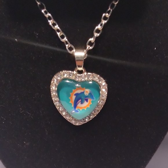 NFL | Jewelry | Miami Dolphins Nfl Heart Necklace Nfl New | Poshmark